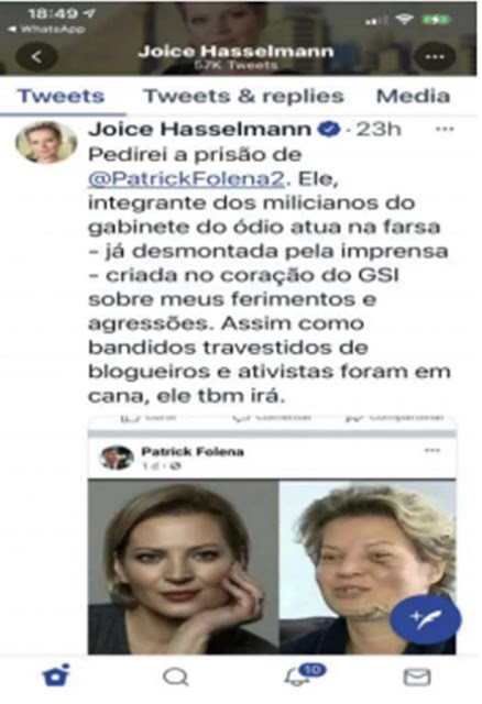 PEGOU AR ! Briga entre Joice Hasselmann e bolsonarista vai parar na ...