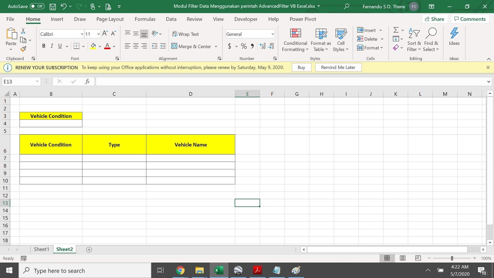 Create Data Filters in Microsoft Excel using VB Macro