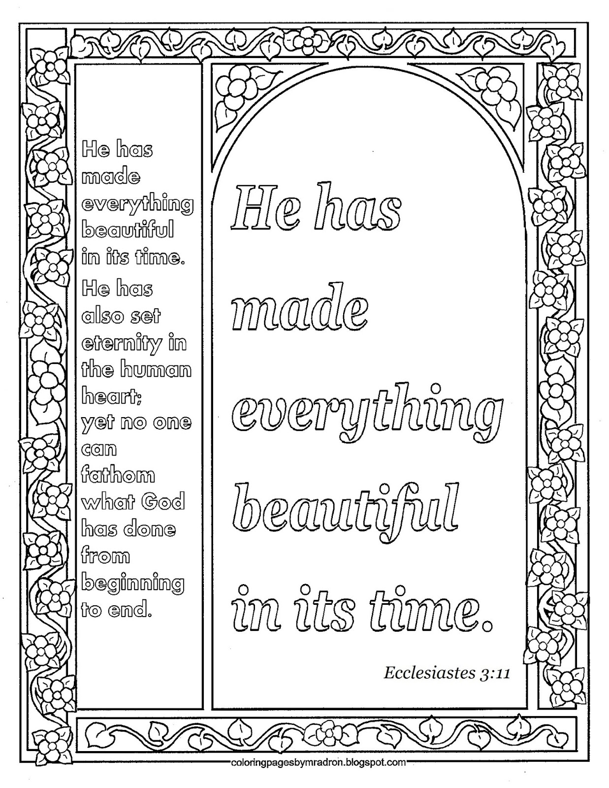 Coloring Pages for Kids by Mr. Adron: Free Ecclesiastes 3:11 print and ...