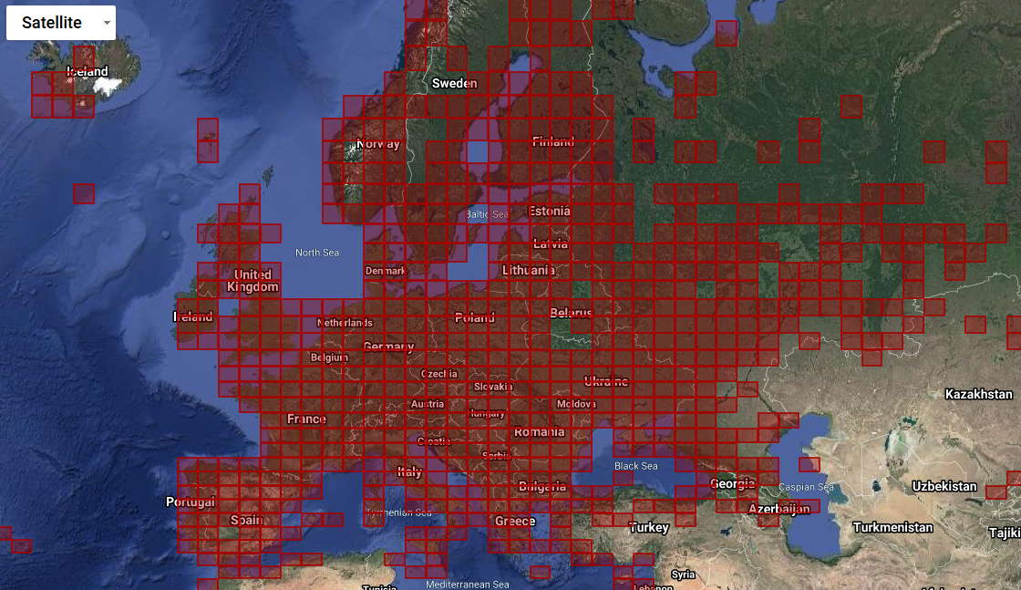 M0BEW -- M4T --: Band maps of worked squares. FT8/4 @ M0BEW 15/01/2020