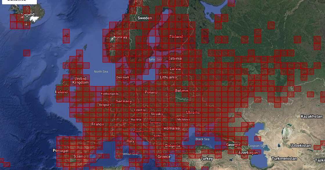 M0BEW -- M4T --: Band maps of worked squares. FT8/4 @ M0BEW 15/01/2020
