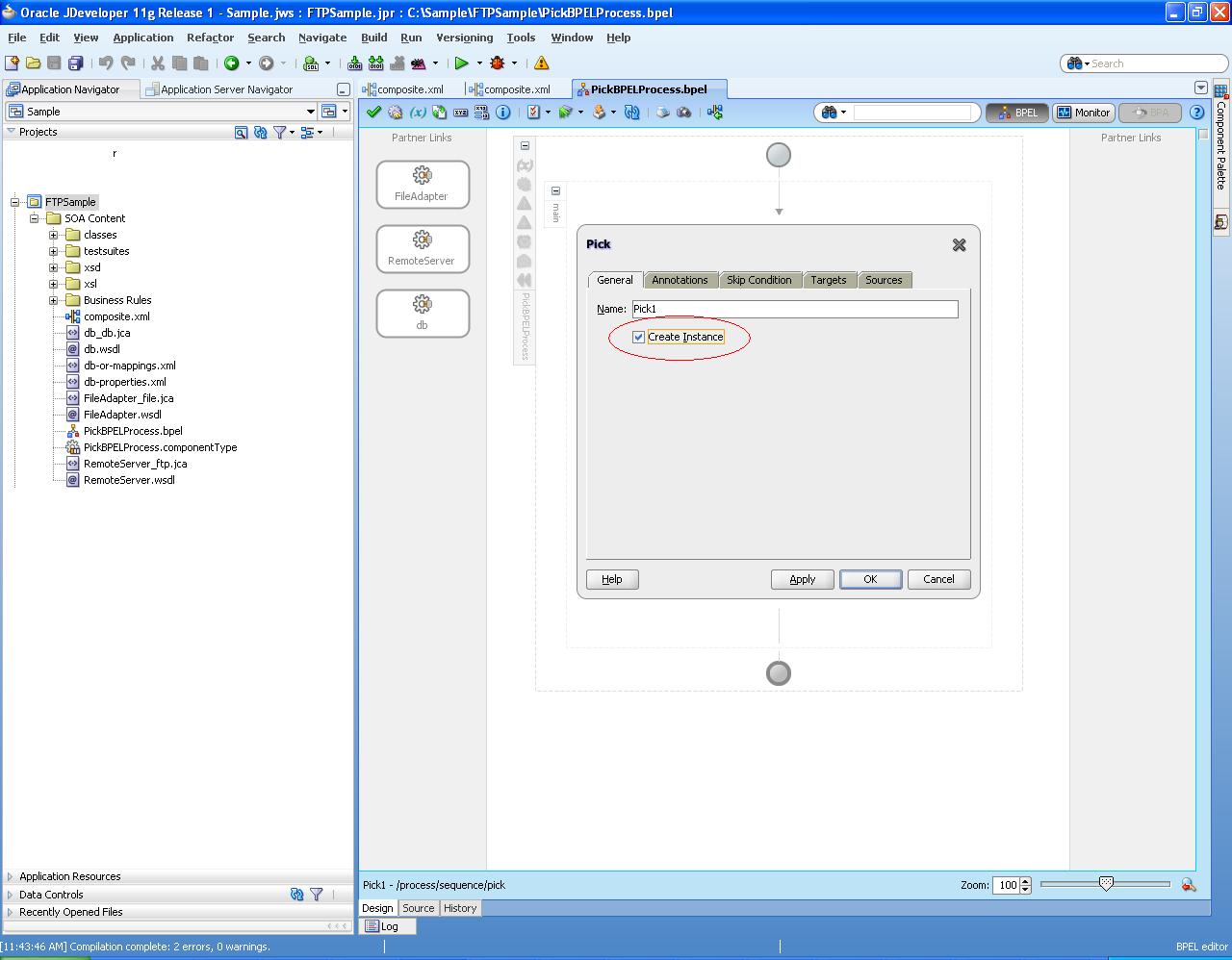 Learning SOA: Pick activity in SOA suite 11g -Sample