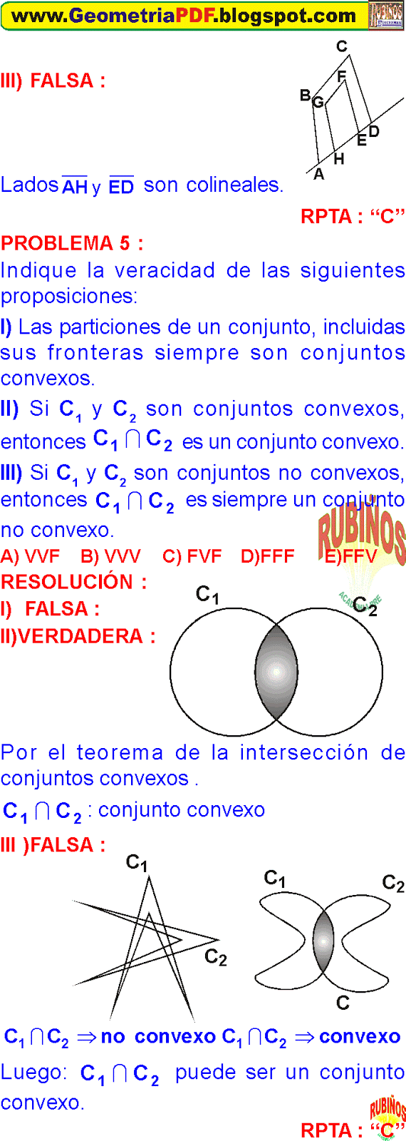 CONJUNTOS CONVEXOS EJERCICIOS RESUELTOS DE GEOMETRÍA PREUNIVERSITARIA PDF