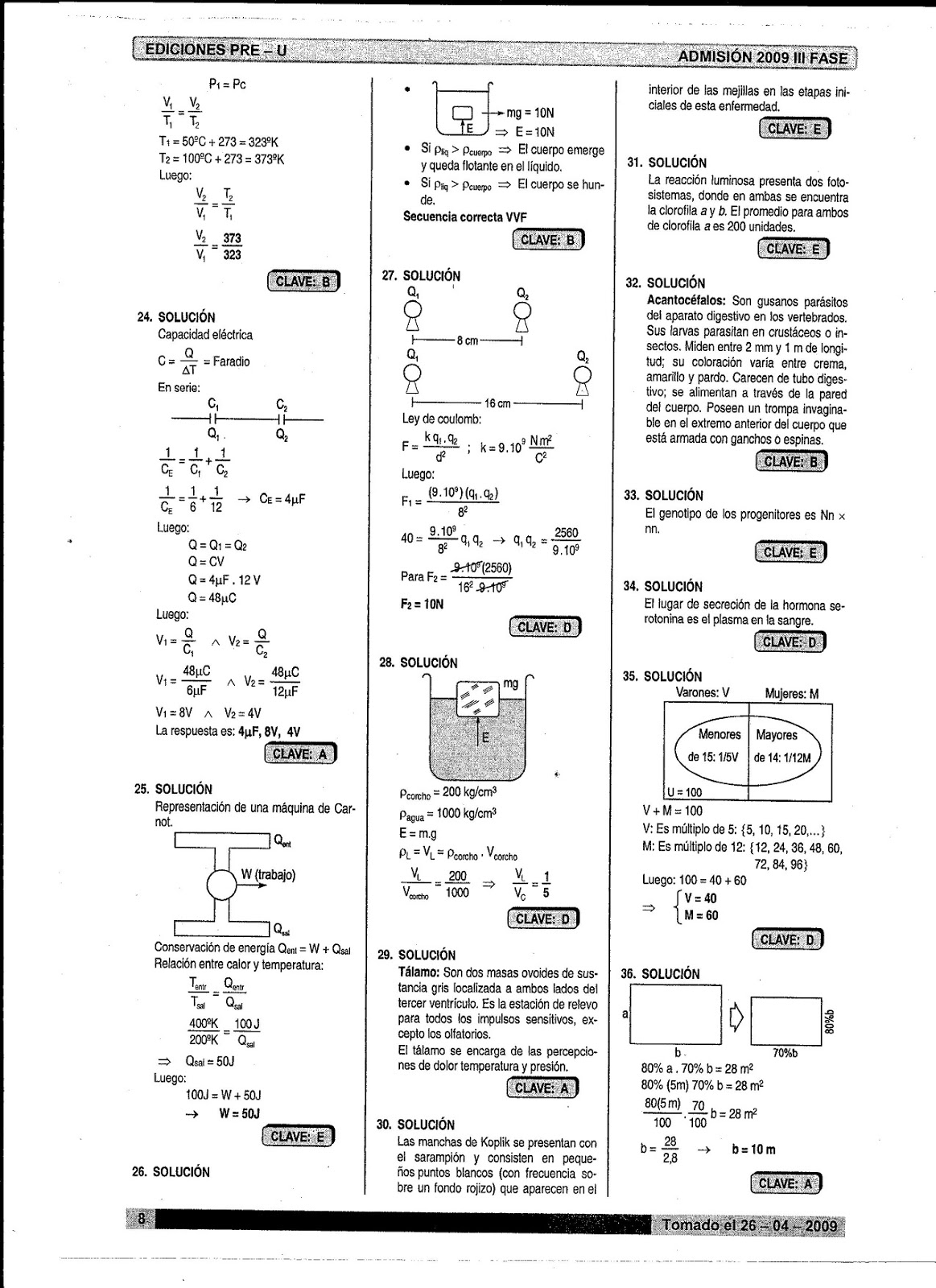 Banco de Examenes de Admisión a la UNSA: Examen Ordinario 2009 III Fase ...