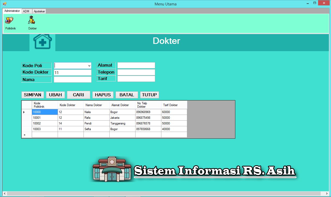 Membuat Program Aplikasi Sistem Informasi Rumah Sakit "RS.ASIH ...