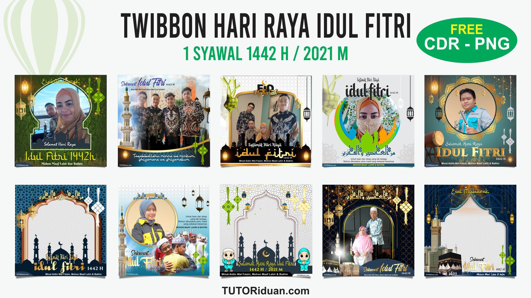 Desain Twibbon Idul Fitri 1442 H Siap EDIT Format CorelDraw (Free CDR ...