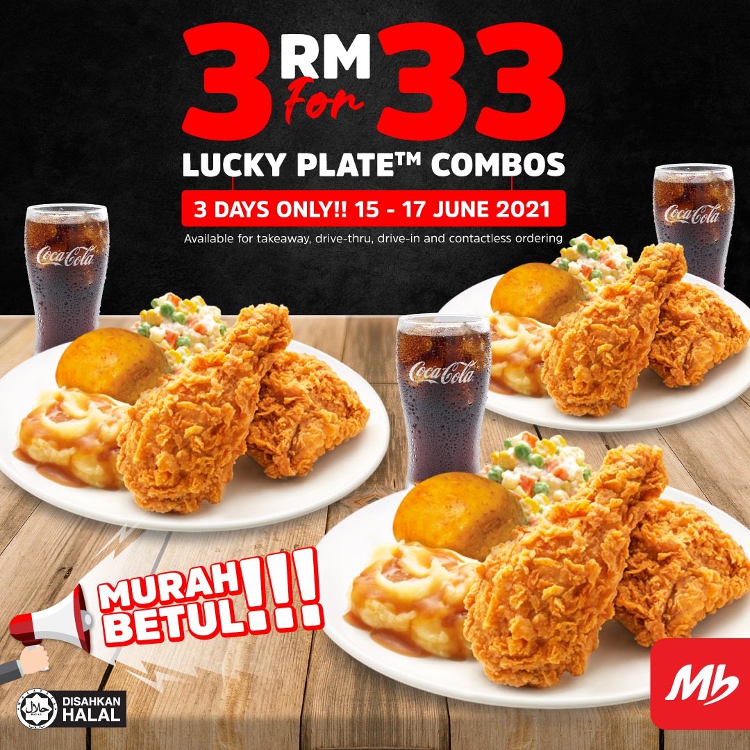 Marrybrown推出三天促销，三个套餐只需RM33