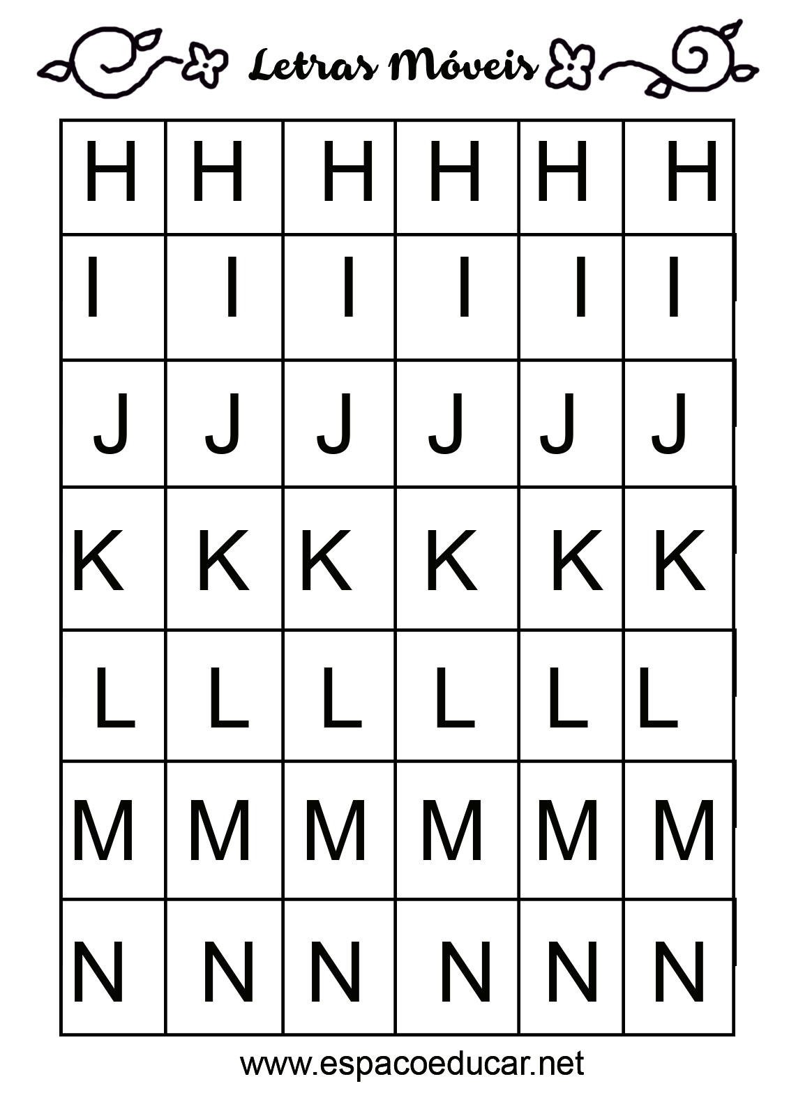 Cartelas com letras móveis para imprimir e utilizar em sala de aula ...