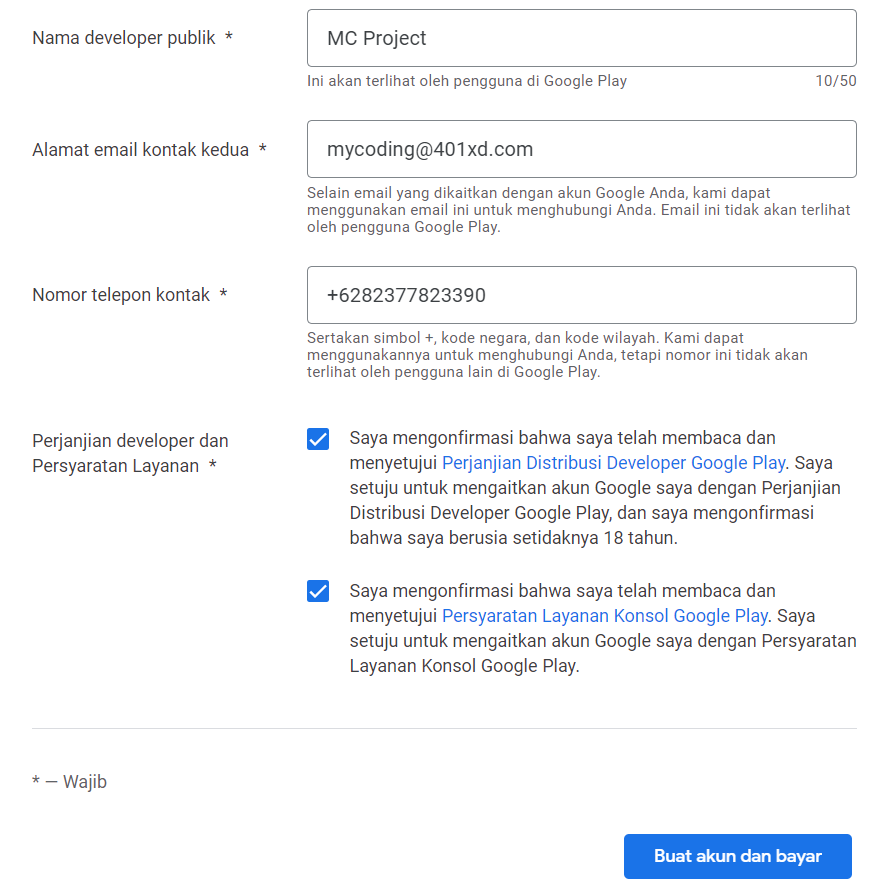 Daftar Akun Google Play Developer Tanpa Kartu Kredit
