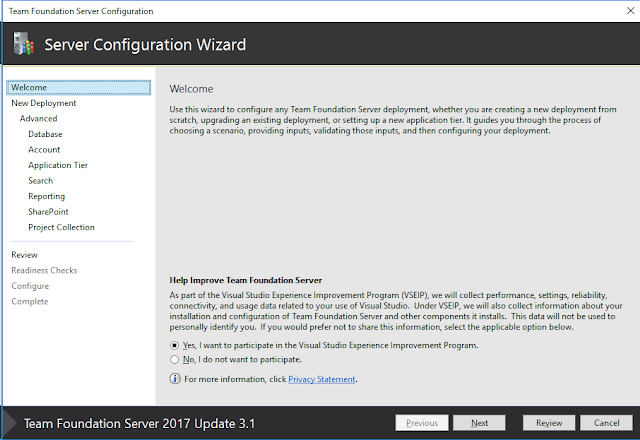 Team Foundation Server 2017 安裝筆記