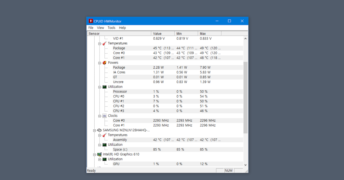 CPUID HWMonitor - 컴퓨터 상태를 체크할 수 있는 프로그램