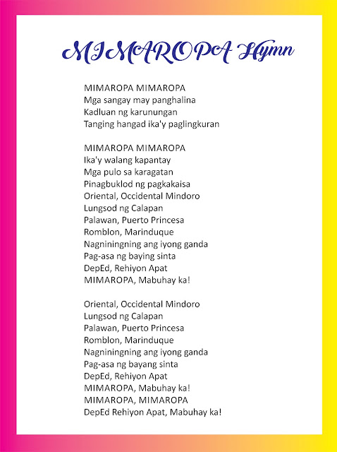 Mellec Computer Center Educational Blog: MIMAROPA Hymn