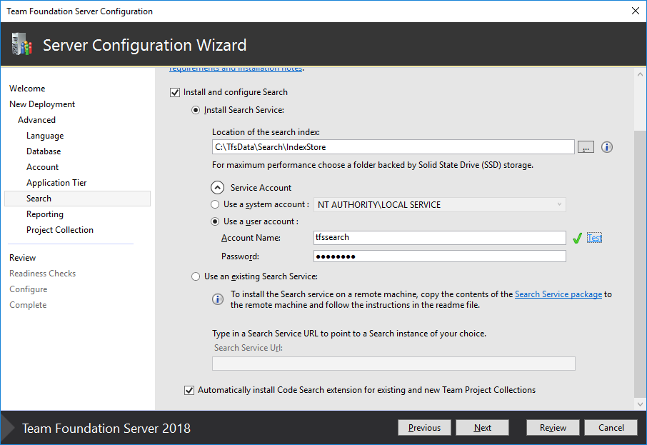 SQLAdmin: Team Foundation Server on a single server