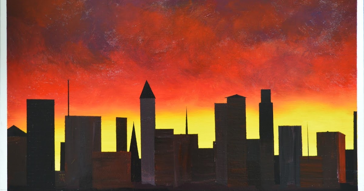 Exploring Painting: City Sunset, Acrylics on Canvas