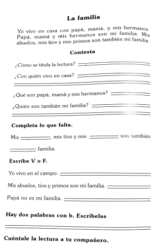 Ceip Blas Infante 1ºA y 5ºC: LECTURA "LA FAMILIA"