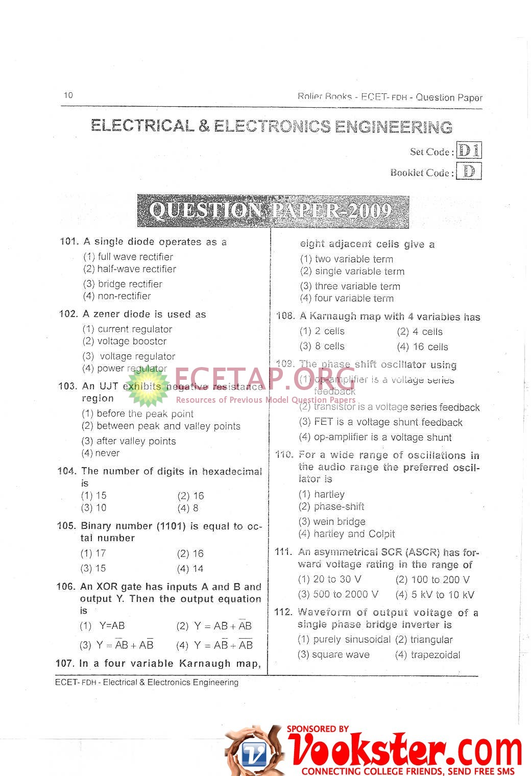 ECETAP - 2016, Previous, Model Papers, Question Papers EEE,ECE,SCE ...