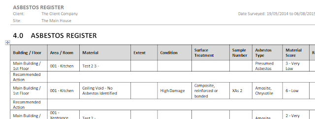 New Asbestos Register layouts in Alpha Tracker