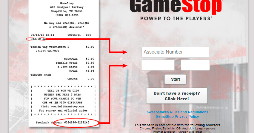 surveyinfo: Gamestop Customer Review Survey