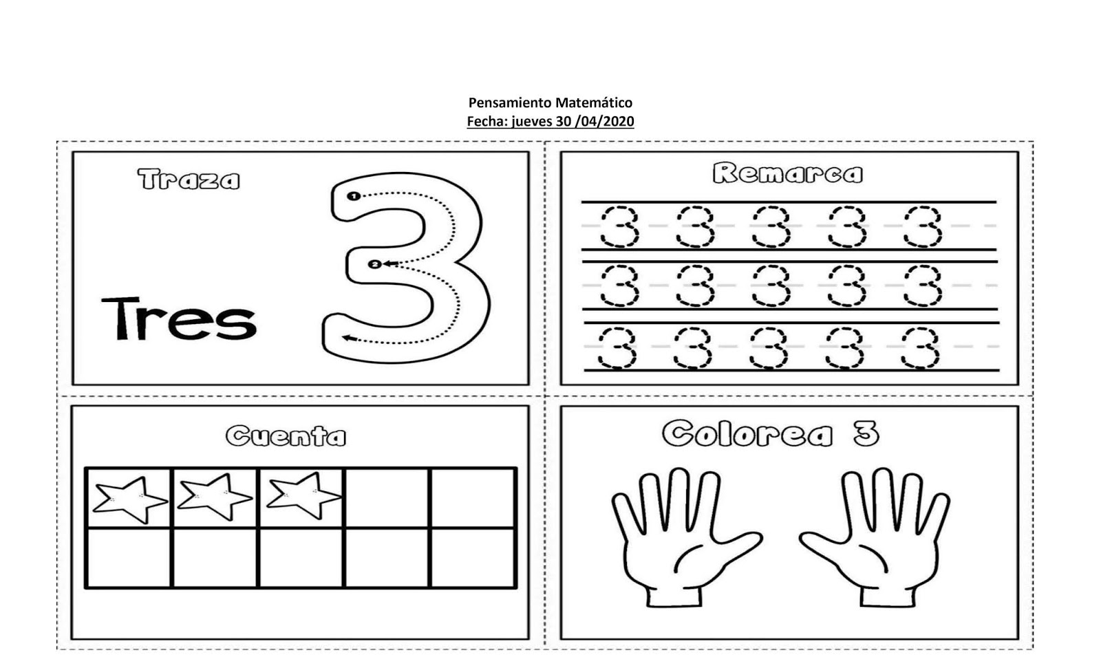 Pensamiento Matemático: Repasando el N°3