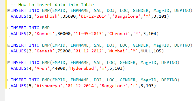 Bala Krishna's MSBI Blog: SQL SERVER -- DML Commands -- Part-4