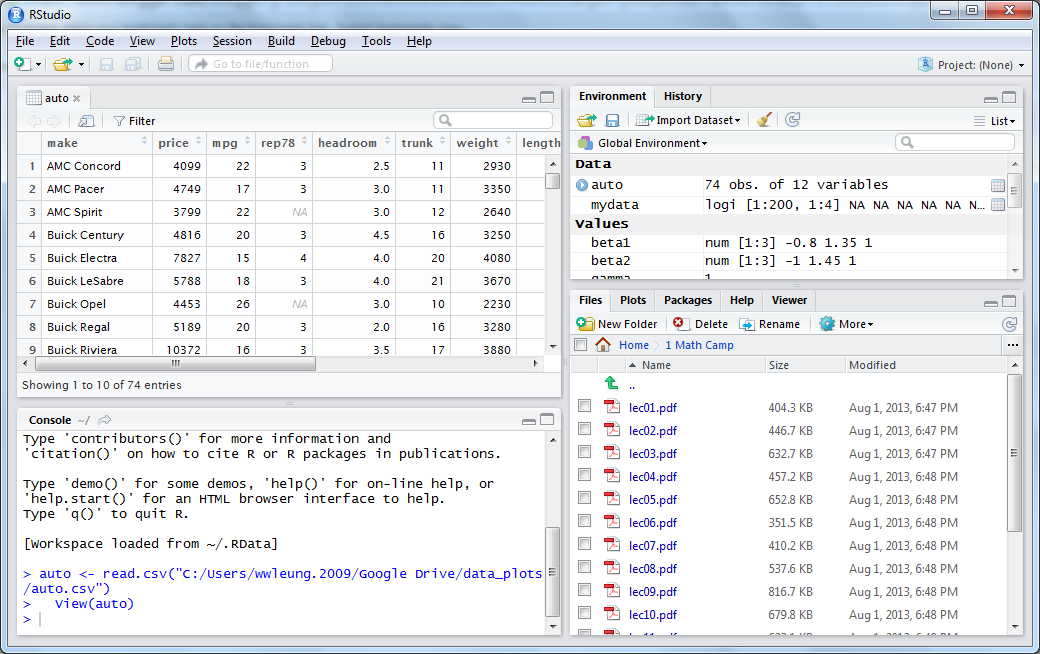 R By Examples R For Stata Users Part 1