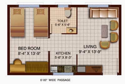 1 BHK (small house) layouts.