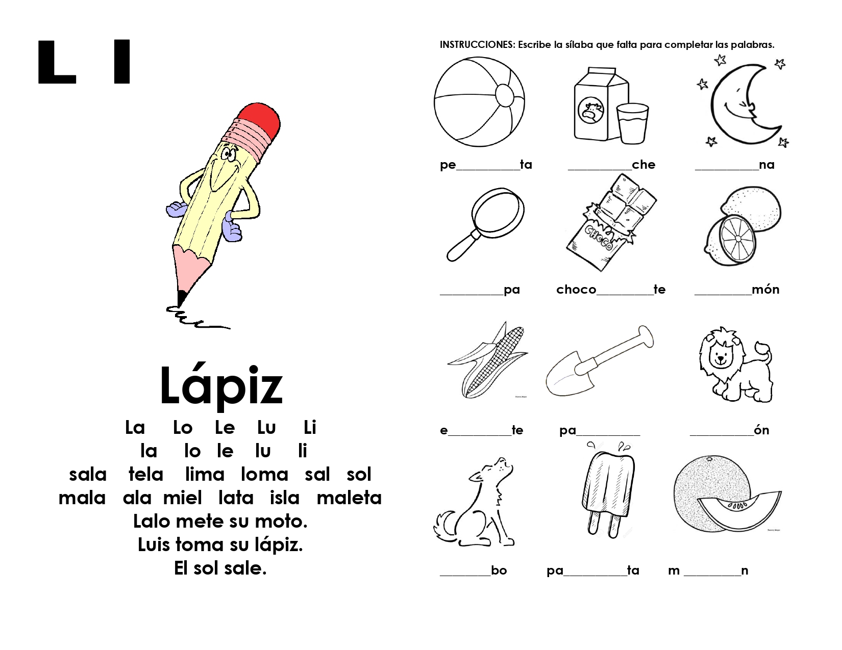 Ejercicios para aprender a leer y escribir pdf