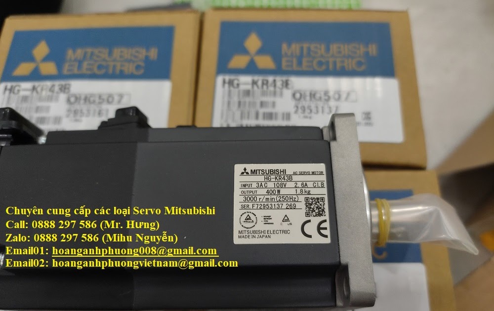 Servo Motor HG-KR43B Mitsubishi 400W - động cơ MELSERVO J4 series