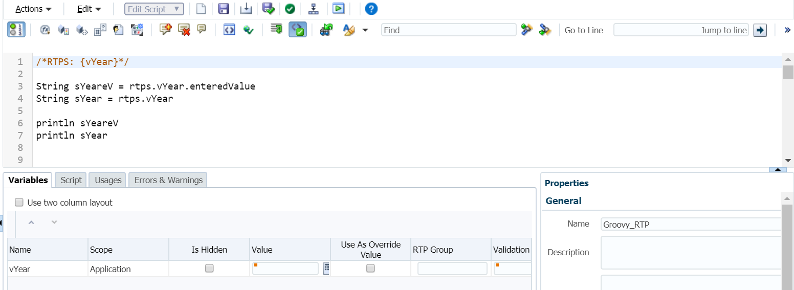 Groovy - Using RTP's in Groovy in (E)PBCS