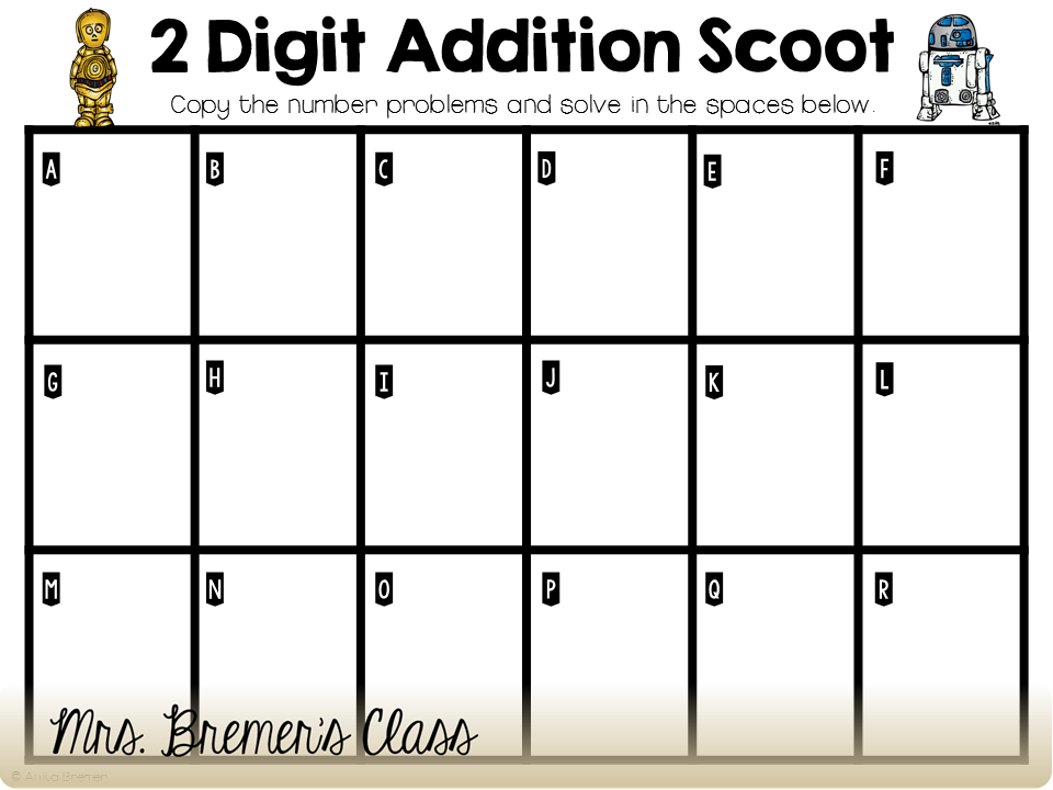 2 Digit Addition Scoot FREEBIE Pack! | Mrs. Bremer's Class