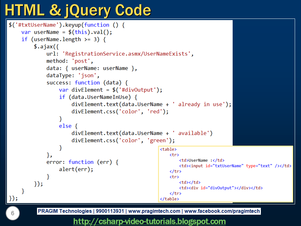 Sql Server Net And C Video Tutorial Check If Username Exists In Database With Ajax
