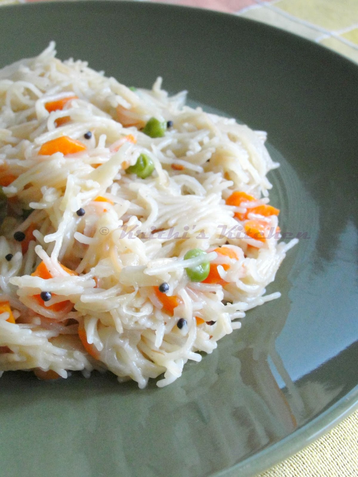 Krithi's Kitchen: Semiya Upma / Vermicelli Upma | Indian Breakfast Recipes