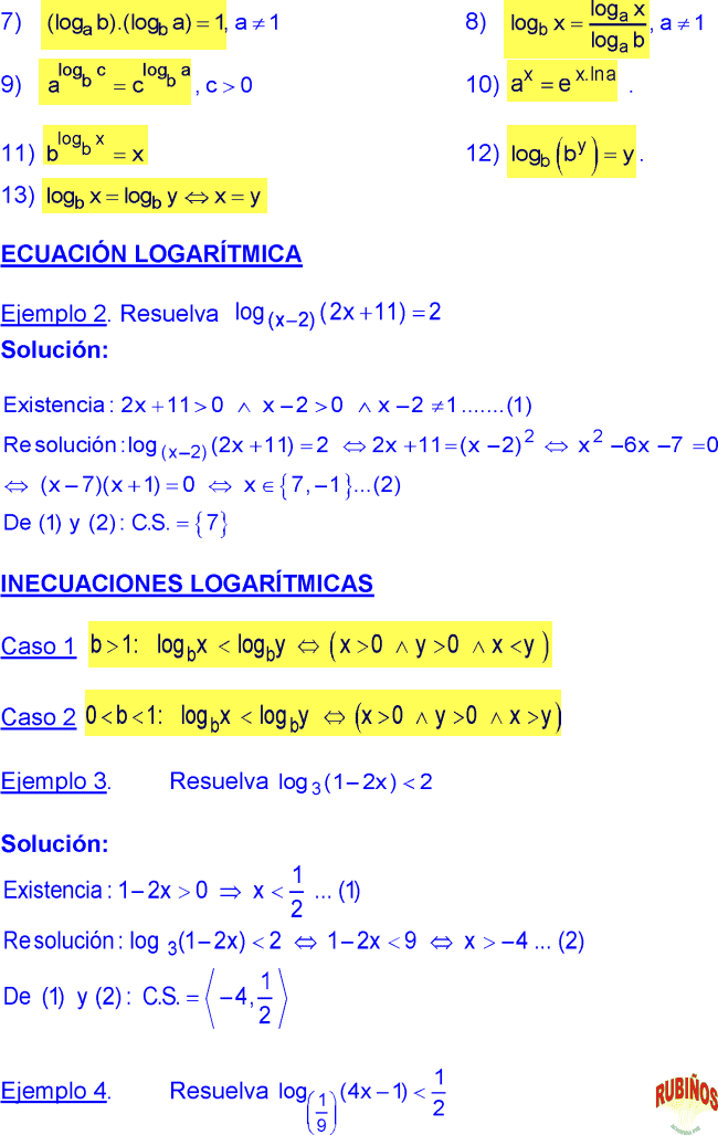 LOGARITMOS EJEMPLOS Y EJERCICIOS RESUELTOS PDF