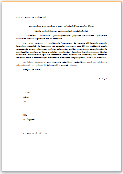 Dilekçe Örnekleri