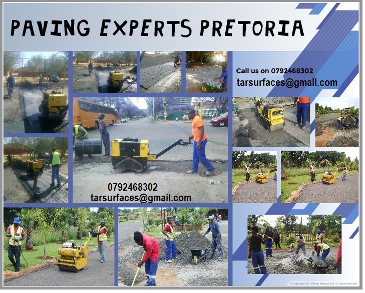 Road construction, asphalt paving, tar surfacing, imprint paving ...