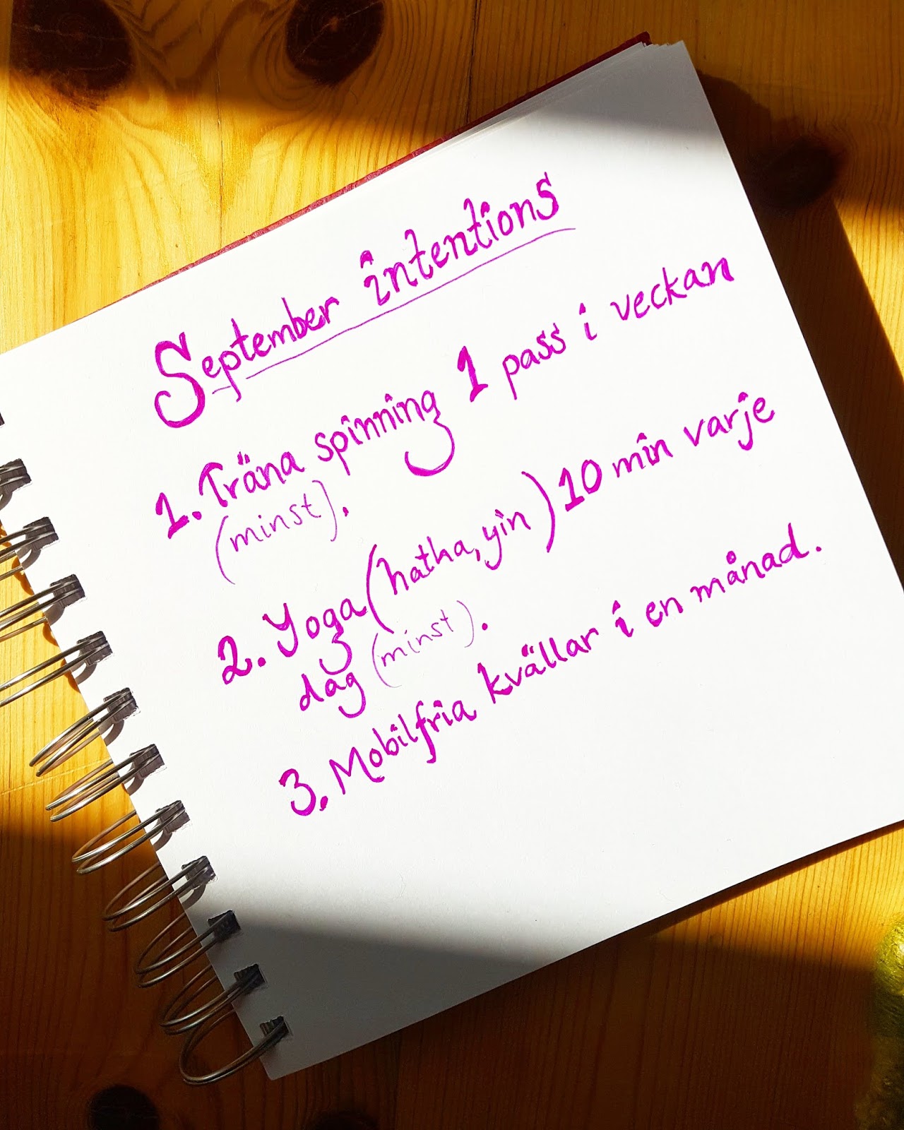 September intentions - Saras Eviga