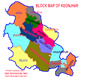 Kudmi Habitat Area: Block Map of districts of Odisha