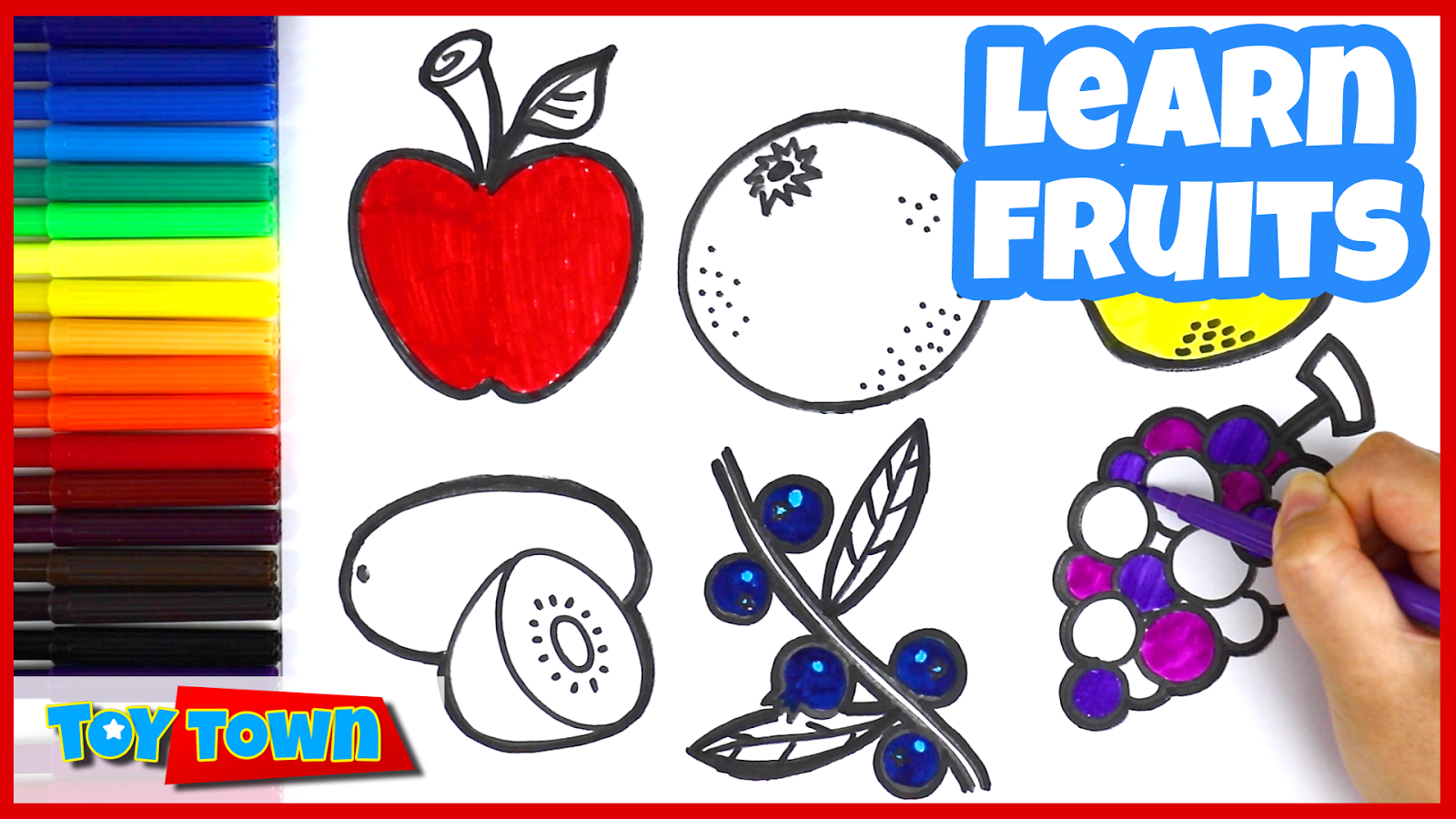 Toy Town: How to Draw Fruits for Kids, Learn Fruits | Draw Apple ...