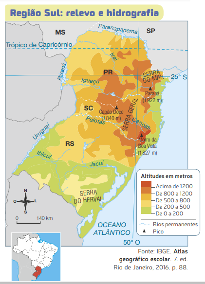 Blog de Geografia: Mapa - Região Sul: relevo e hidrografia Blog de Geografia: Mapa - Região Sul: relevo e hidrografia