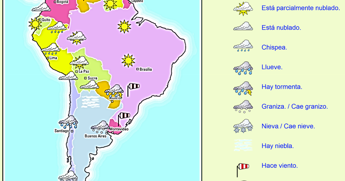 Me encanta escribir en español: El tiempo atmosférico en América del Sur