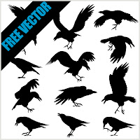 Wallpaper Desktop Windows7: Vector Burung Gagak Silhouettes
