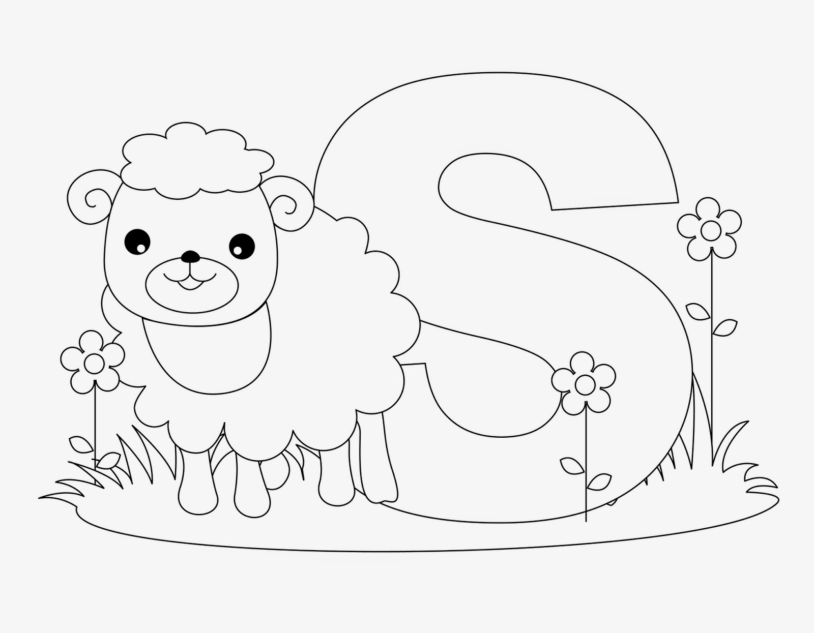 Kids Page: S is for Sheep - Animal Alphabet Letters Worksheet