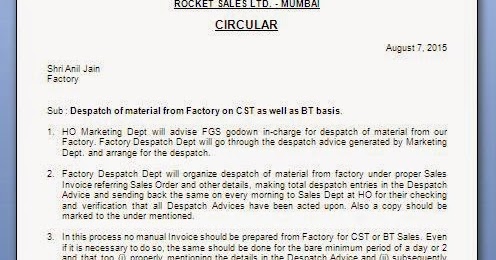 Office Circular Format for Factory