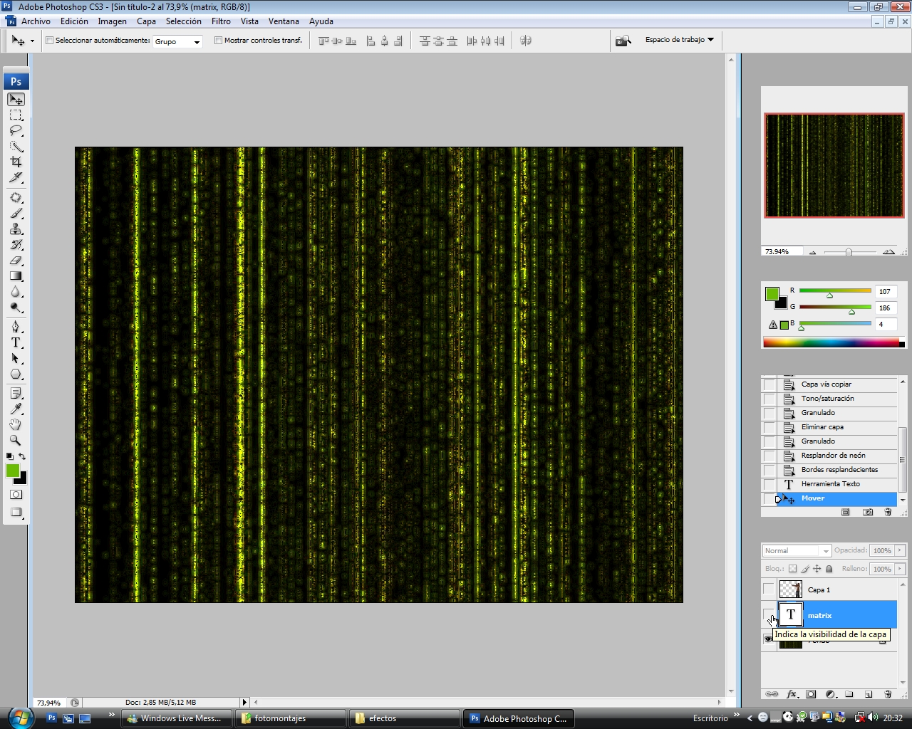 mi amigo el photoshop: Tutorial efecto matrix