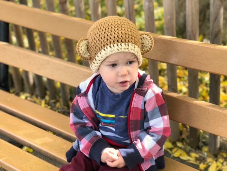 5 Little Monsters: Toddler Size Crocheted Monkey Hat