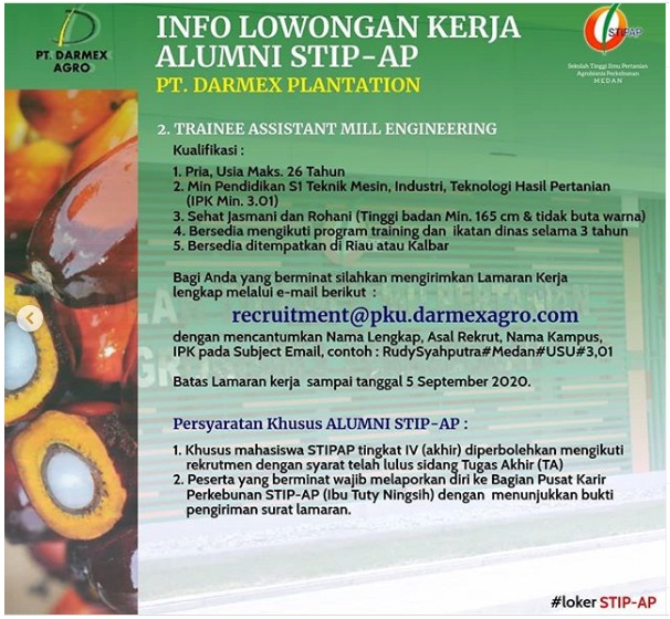 Lowongan Kerja PT Darmex Plantation Bulan September 2020 - LOKER ...