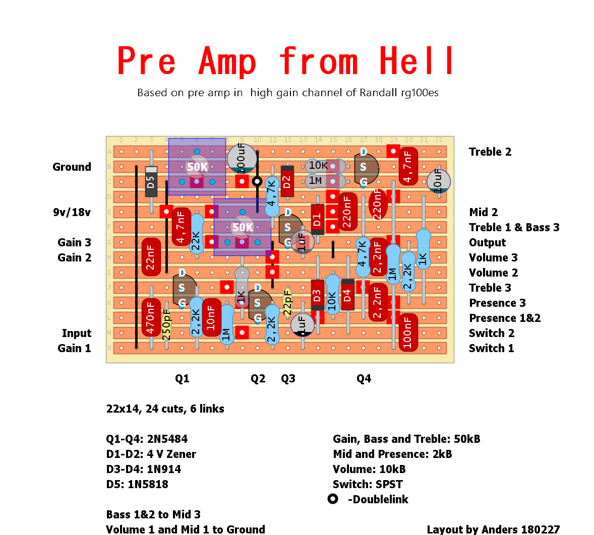 Dirtbox Layouts: Pre Amp From Hell - Randall rg100es Pre Amp