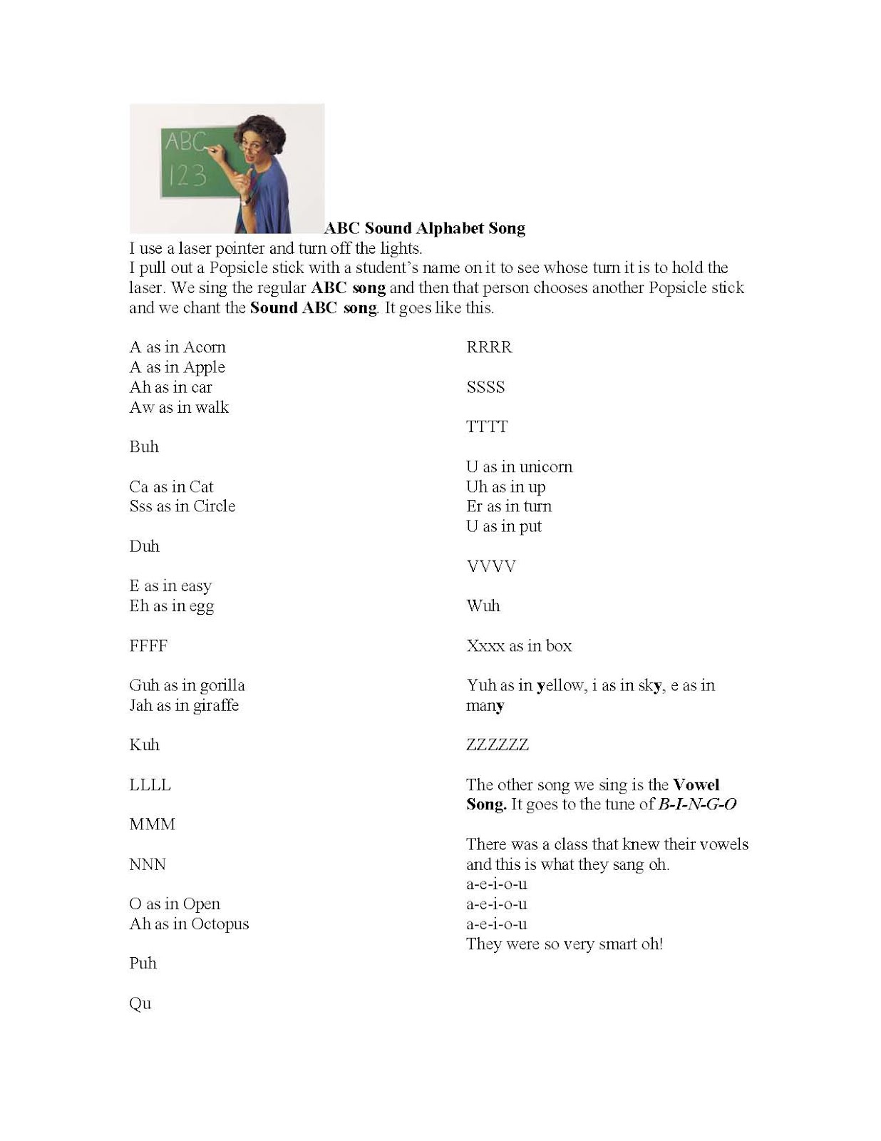 Classroom Freebies Too: Alphabet Sound Song