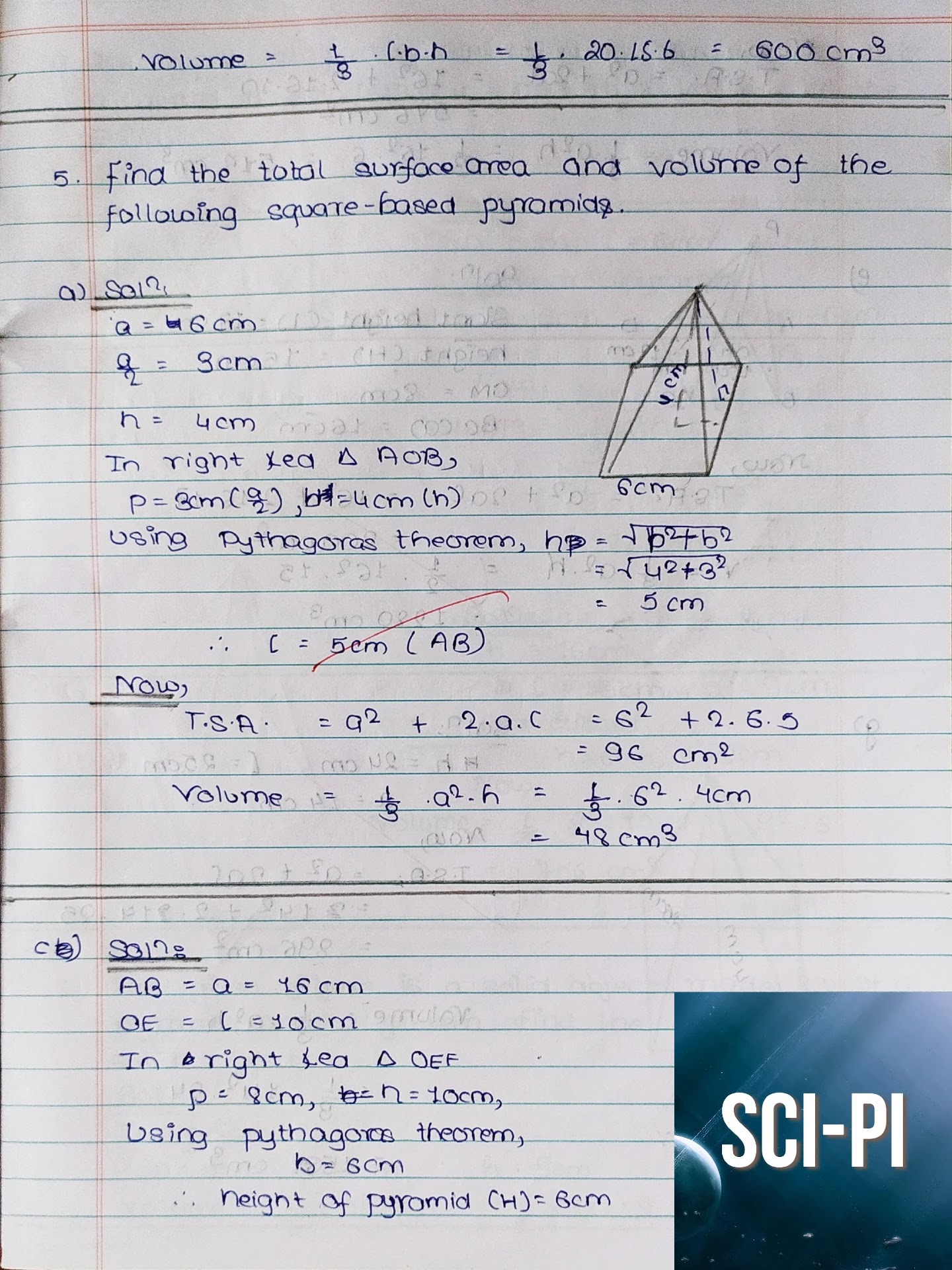 Exercise 7.2 Surface Area and Volume of Pyramids Class 10 Solutions ...
