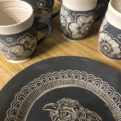 My Owl Barn: Beautiful Sgraffito Pottery Pieces by Adena Griffith